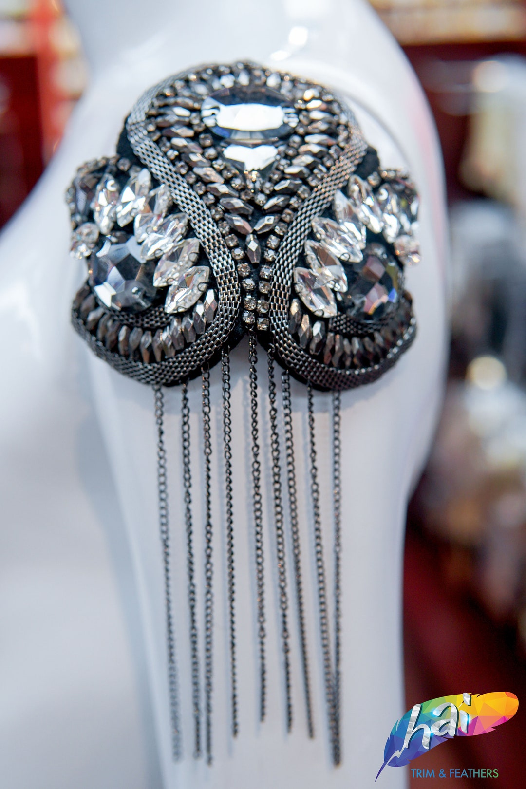 Sold PER PIECE! Beaded Chained Stone Epaulets, Fancy Shoulder Patches ...
