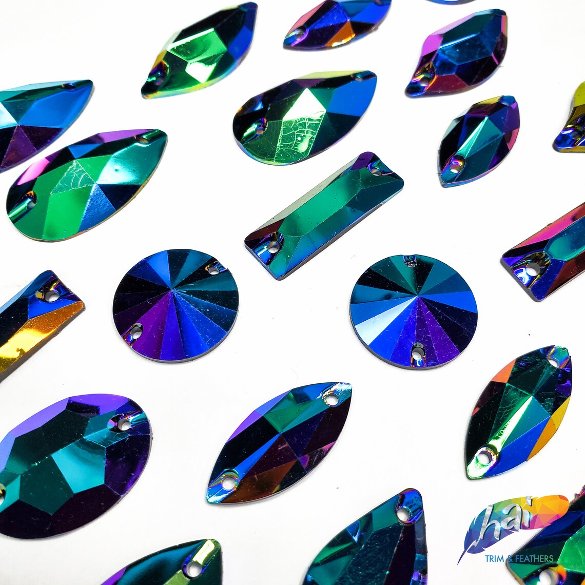 Metallic AB Resin Rhinestones Blue Red Green AB Sew on - Etsy
