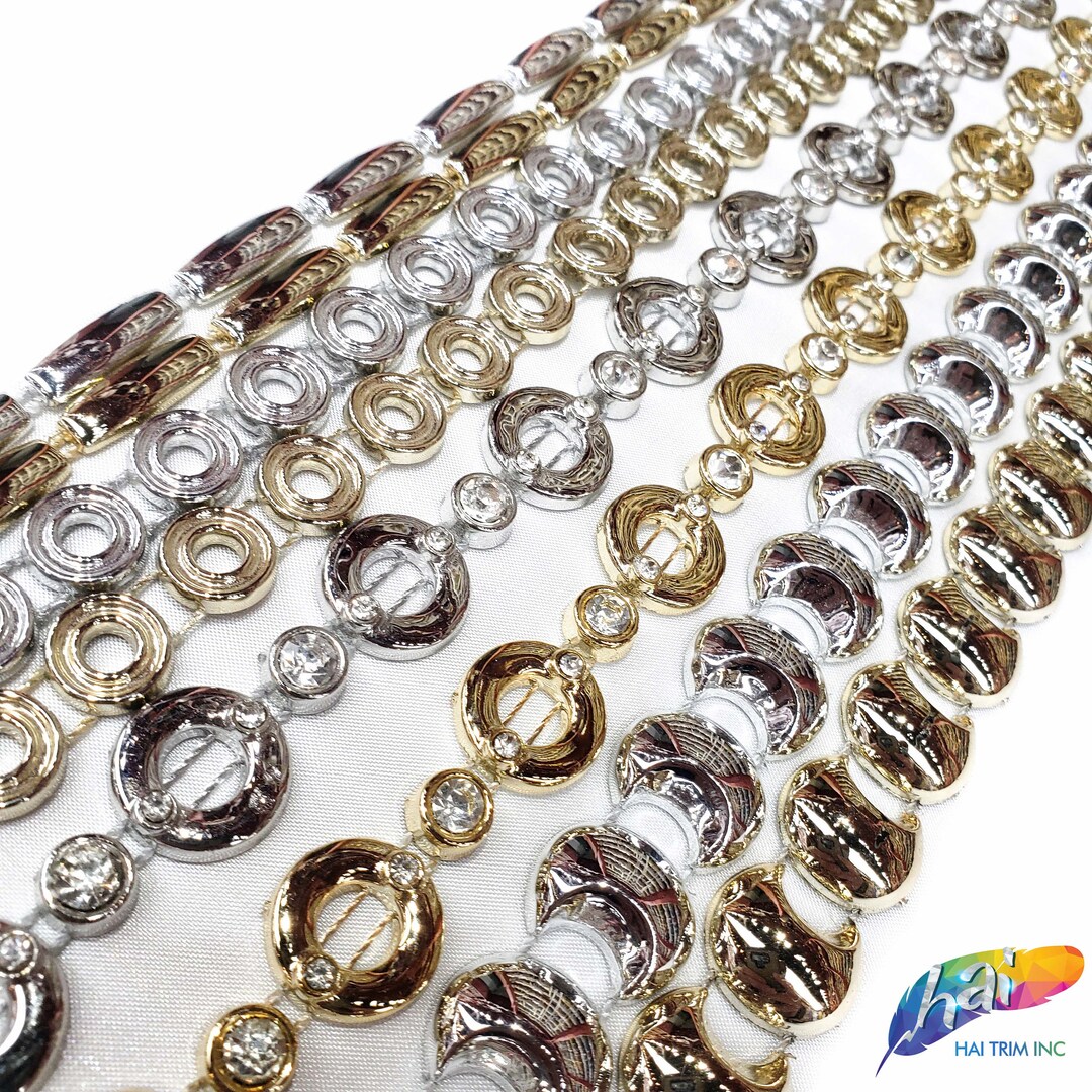 Silver Rhinestone Plastic Stud Trim, Gold Plastic Trim W/ Acrylic ...