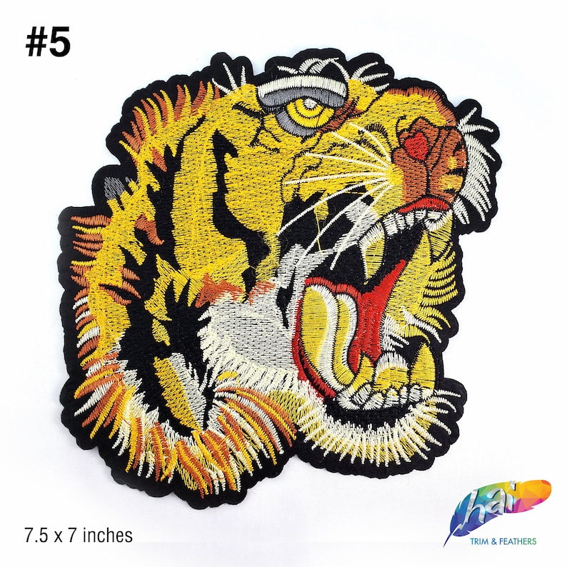Embroidered Tiger Applique Large Animal Patches Metallic - Etsy
