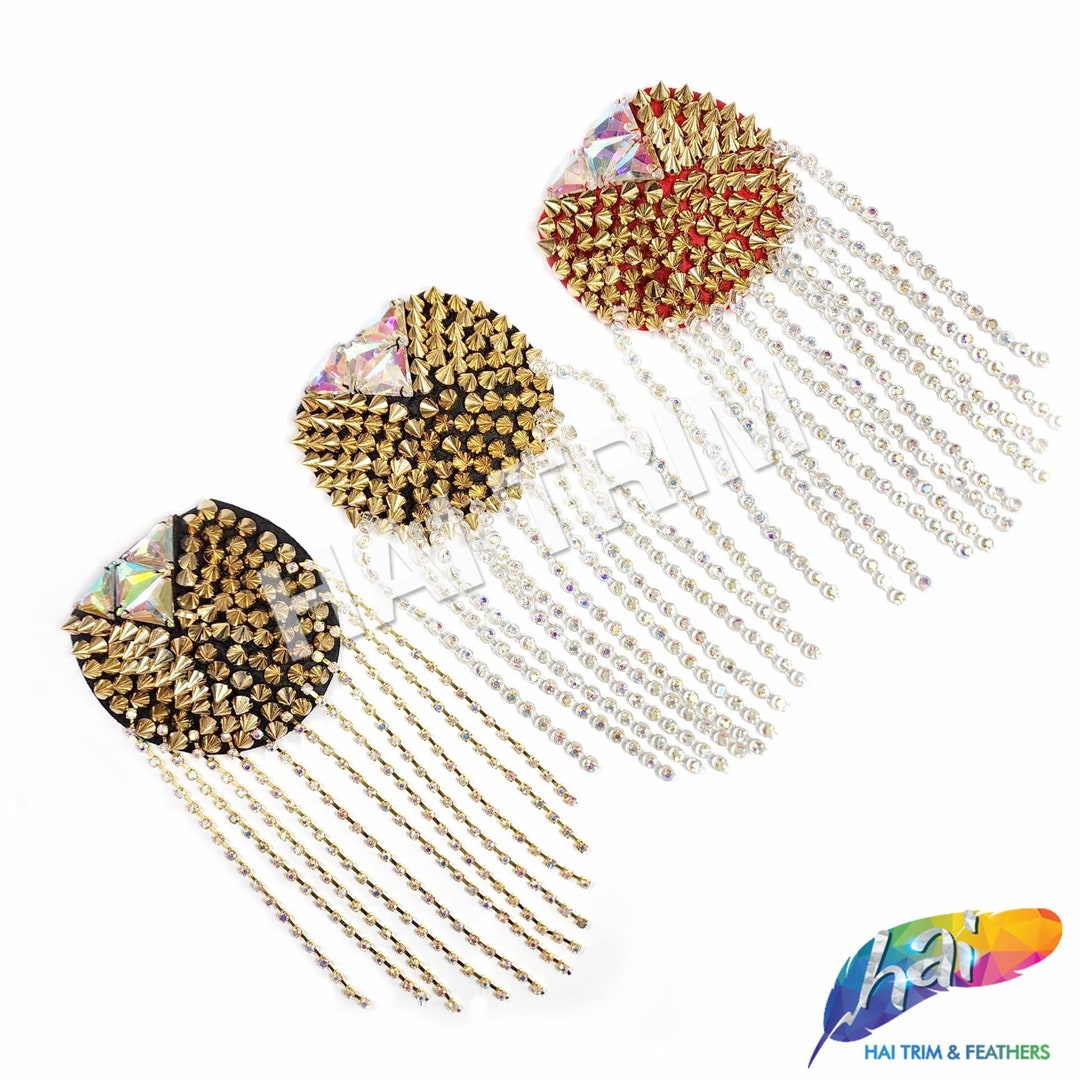 Sold PER PIECE! Beaded Spike Epaulets, Fancy Shoulder Patches, Shiny ...