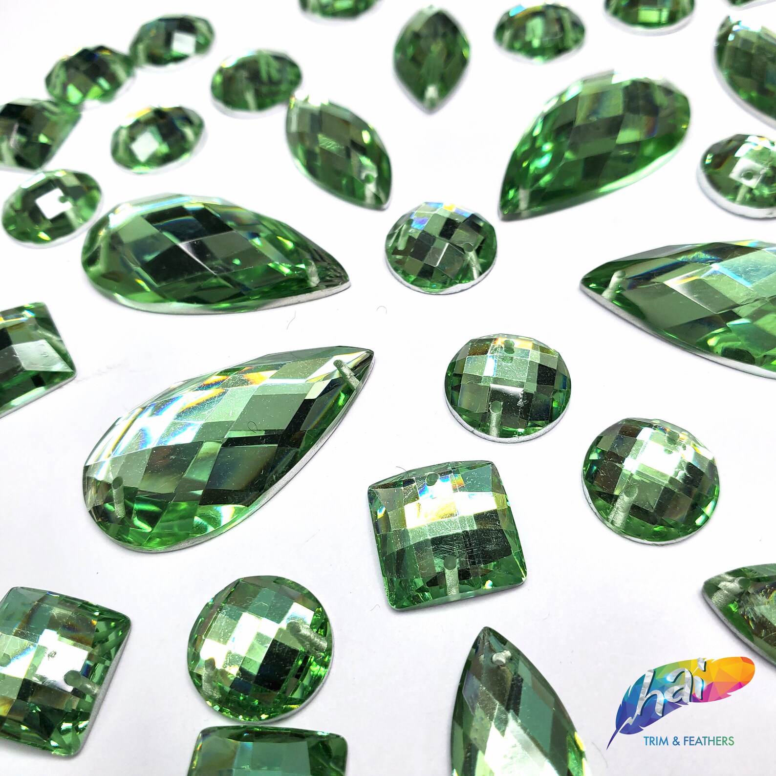 Loose Lime Green Resin Rhinestones Light Green Sew on Stones Different ...
