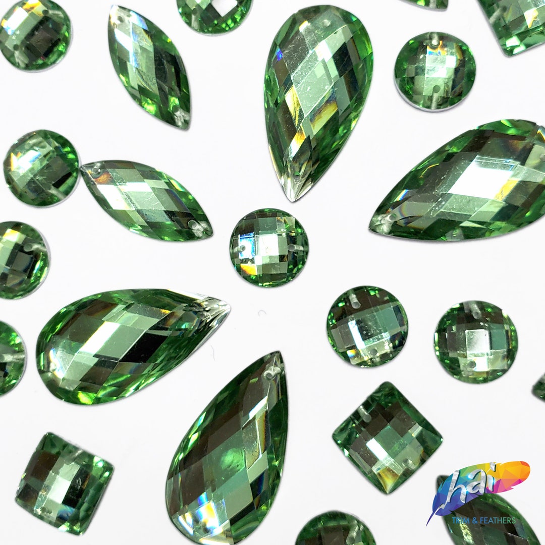 Loose Lime Green Resin Rhinestones Light Green Sew on Stones Different ...