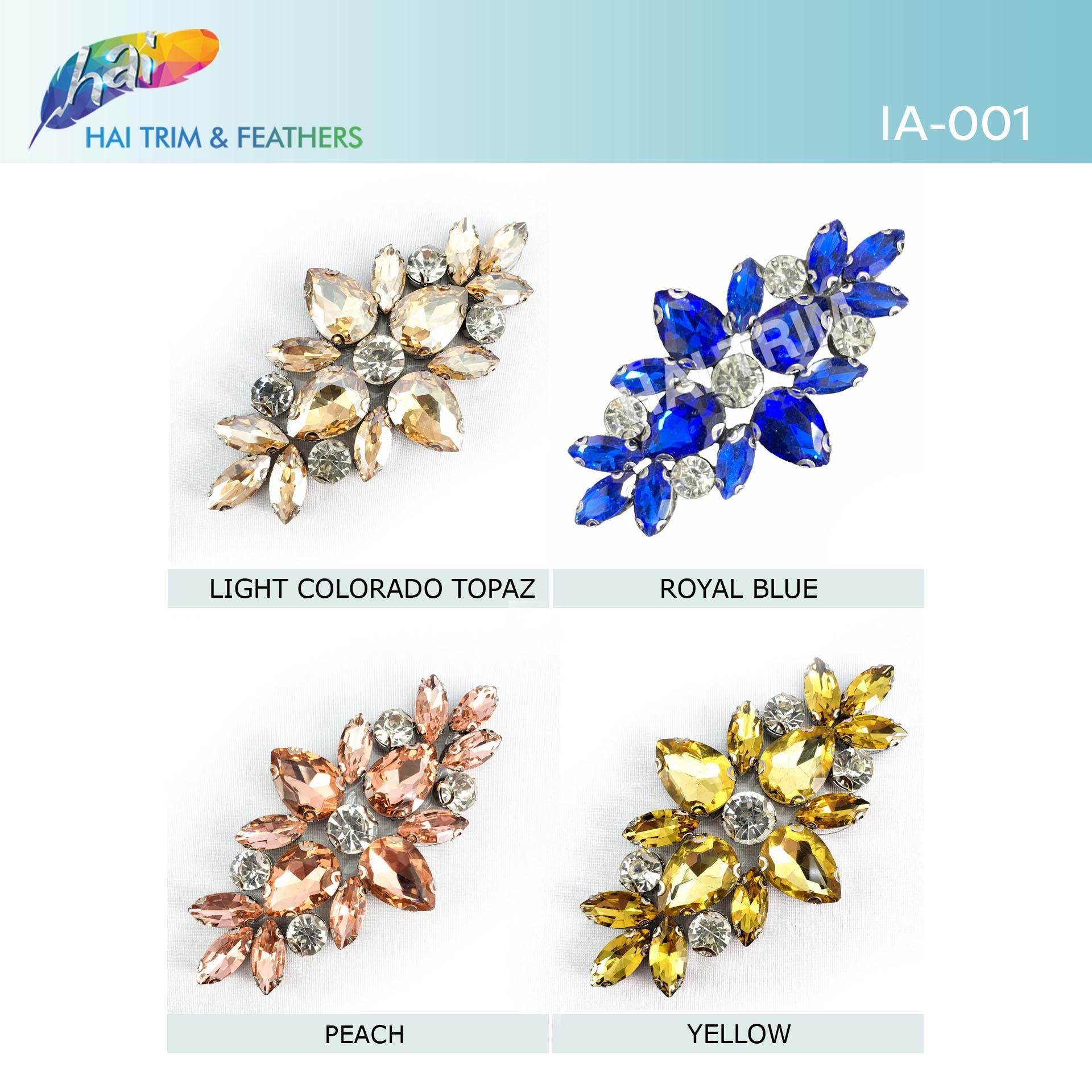 Rhinestone Applique on Gel Backing With Crystal Prong Setting, Fancy ...