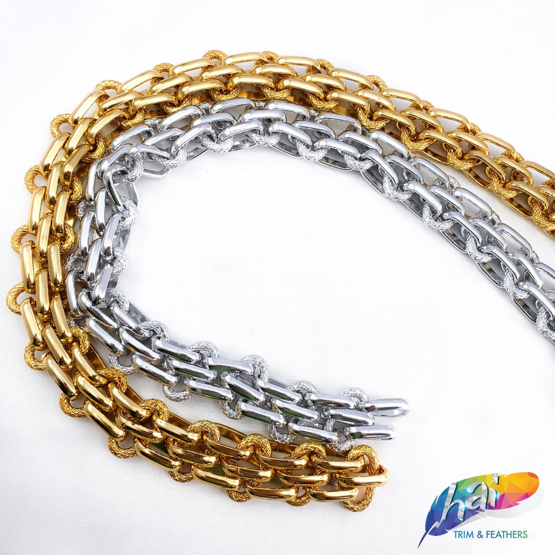 Multiple Oval Metallic Chain Trim, Silver Chain, Gold Chain Link ...