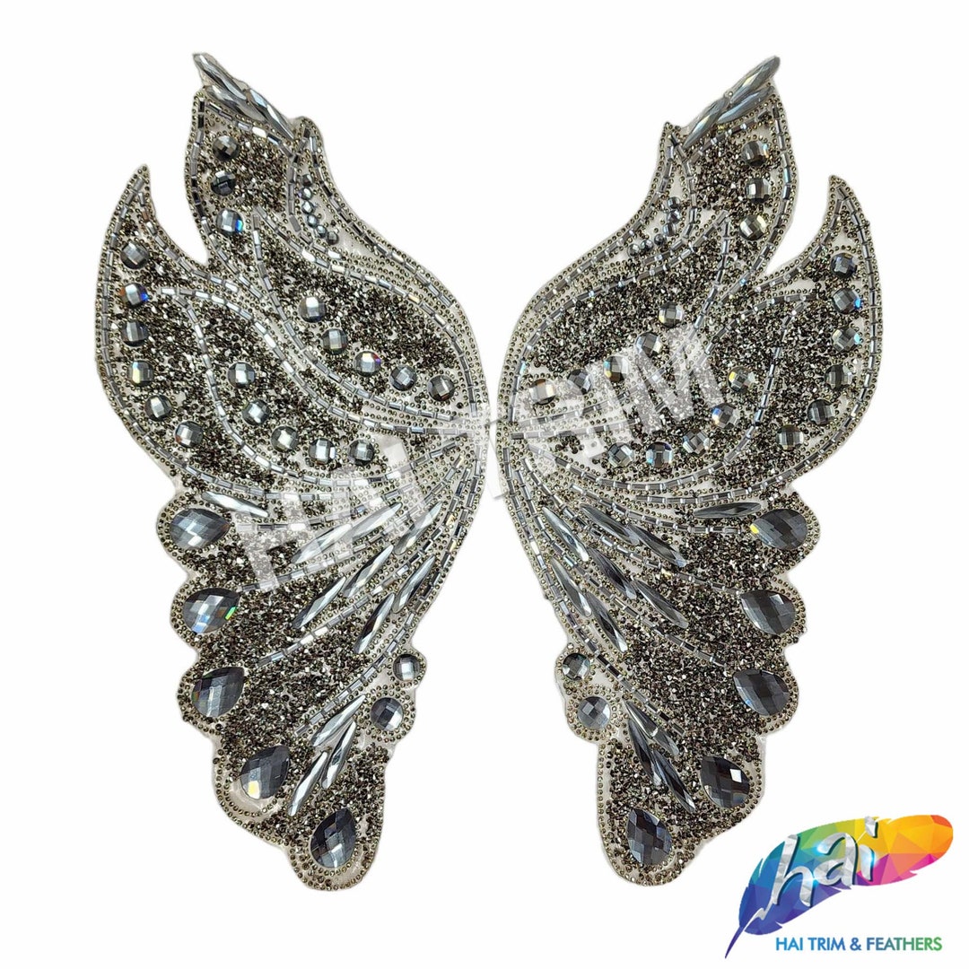 Black Diamond Gel-back Rhinestone Appliques, Colored Iron-on Crystal ...