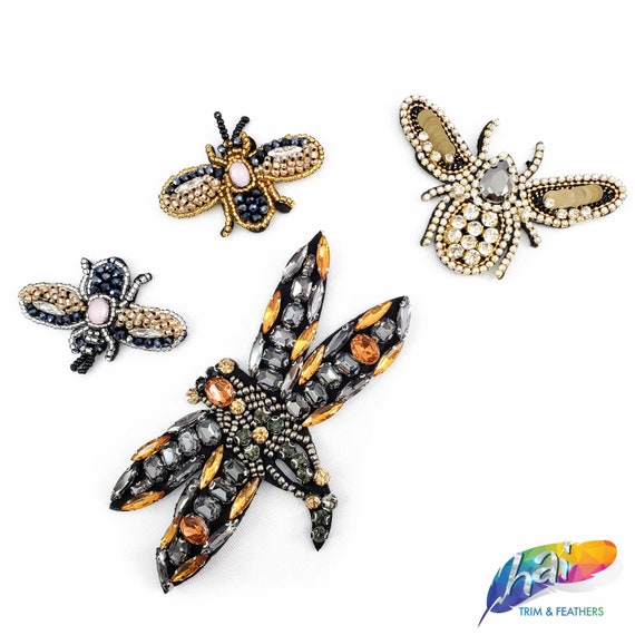 1 Pair Animal patches Rhinestone Bugs applique,Bees crystal applique ...
