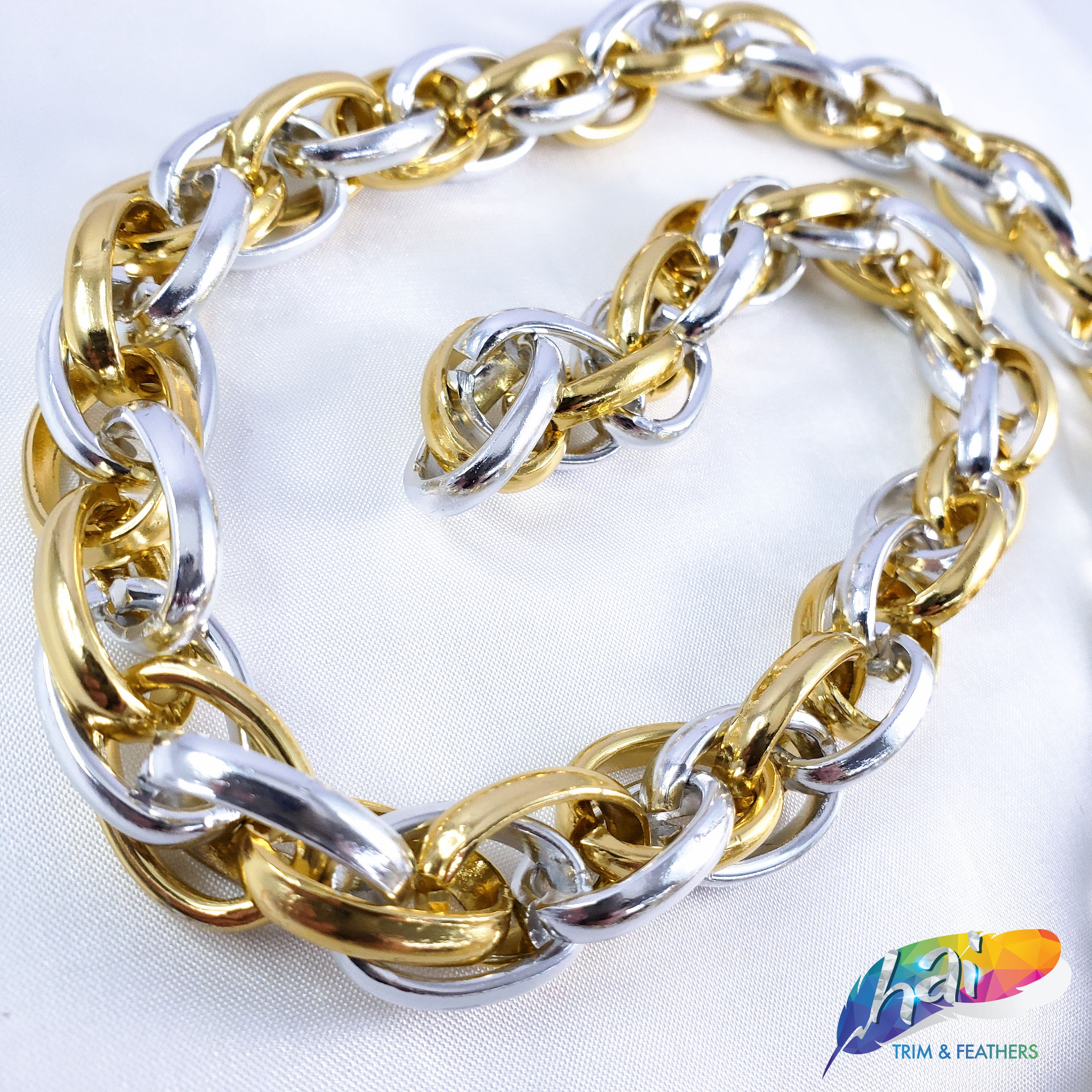 Braided Metallic Chain Trim Silver and Gold Chain Link - Etsy