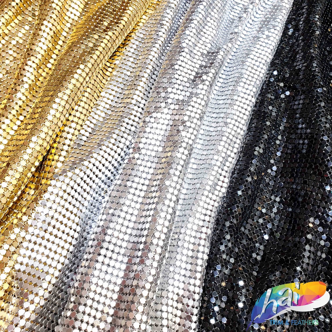Metallic Chain Mail Mesh Fabric, Gold Mesh Sheet, Silver Aluminum Mesh ...