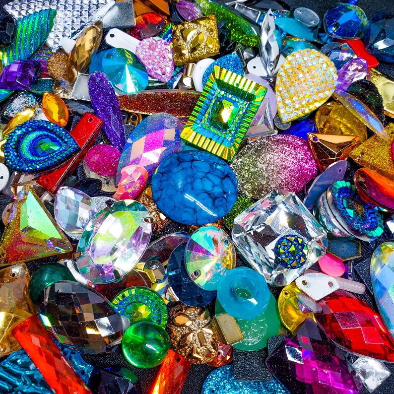 Assorted Mixed Gemstones and Beads 150 Grams Mix Acrylic - Etsy
