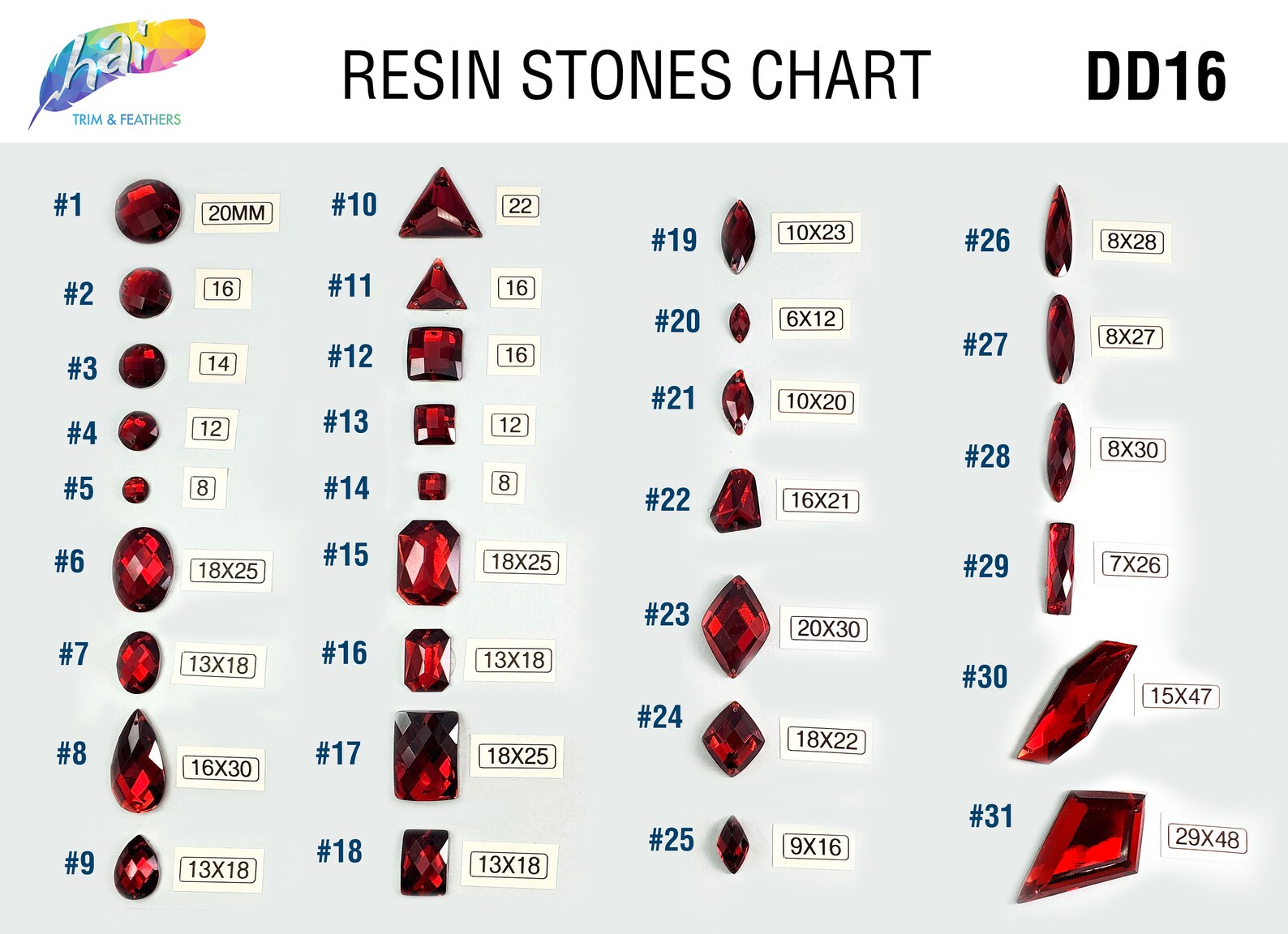 Loose Dark Red Resin Rhinestones Sew on Stones Different Shapes ...