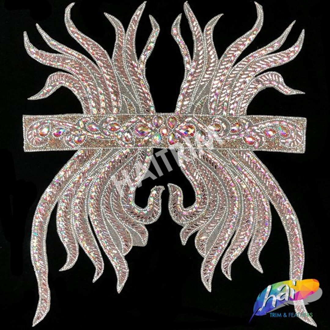 Royal Blue/crystal AB Gel-back Rhinestone Bodice Appliques, Peach Rose ...