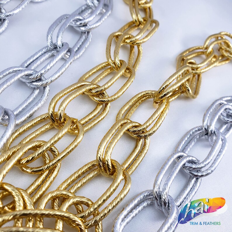 Oval Metallic Chain Trim Silver Chain Gold Chain Link - Etsy