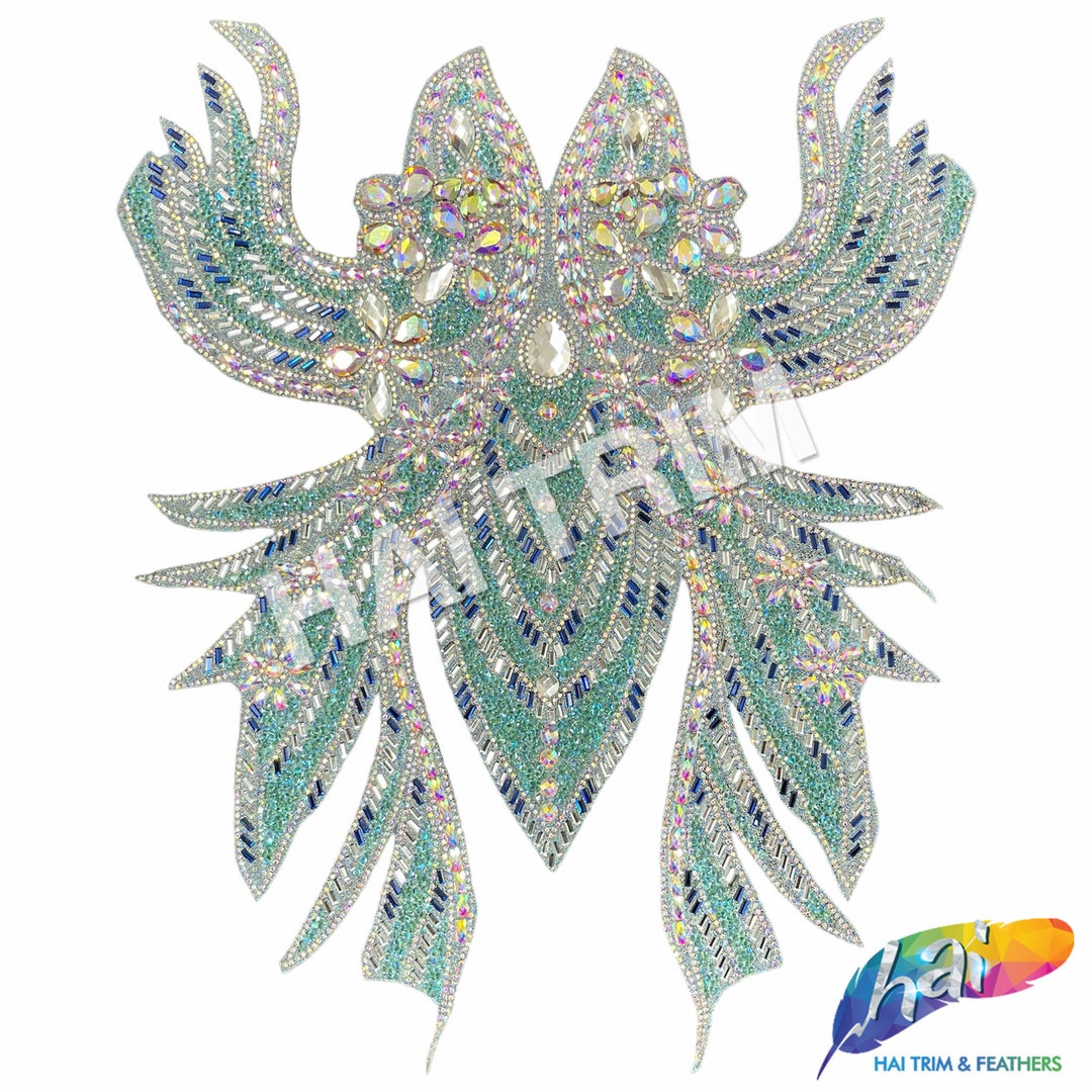 Tiffany Blue Ab/crystal AB Gel-back Rhinestone Bodice Appliques ...