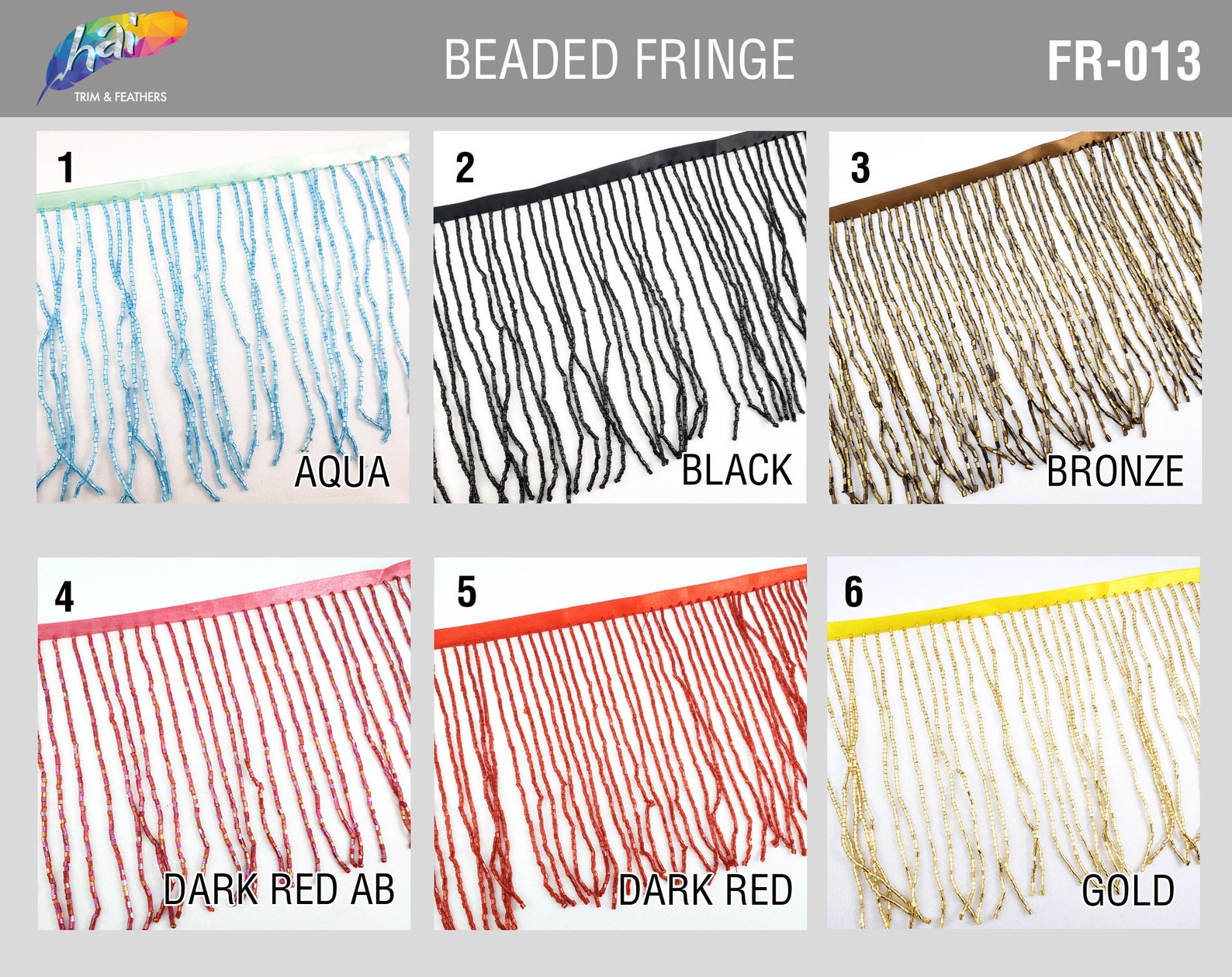 2" Beaded Fringe by the Yard, Colored Bugle Beaded Fringe W/ Ribbon ...