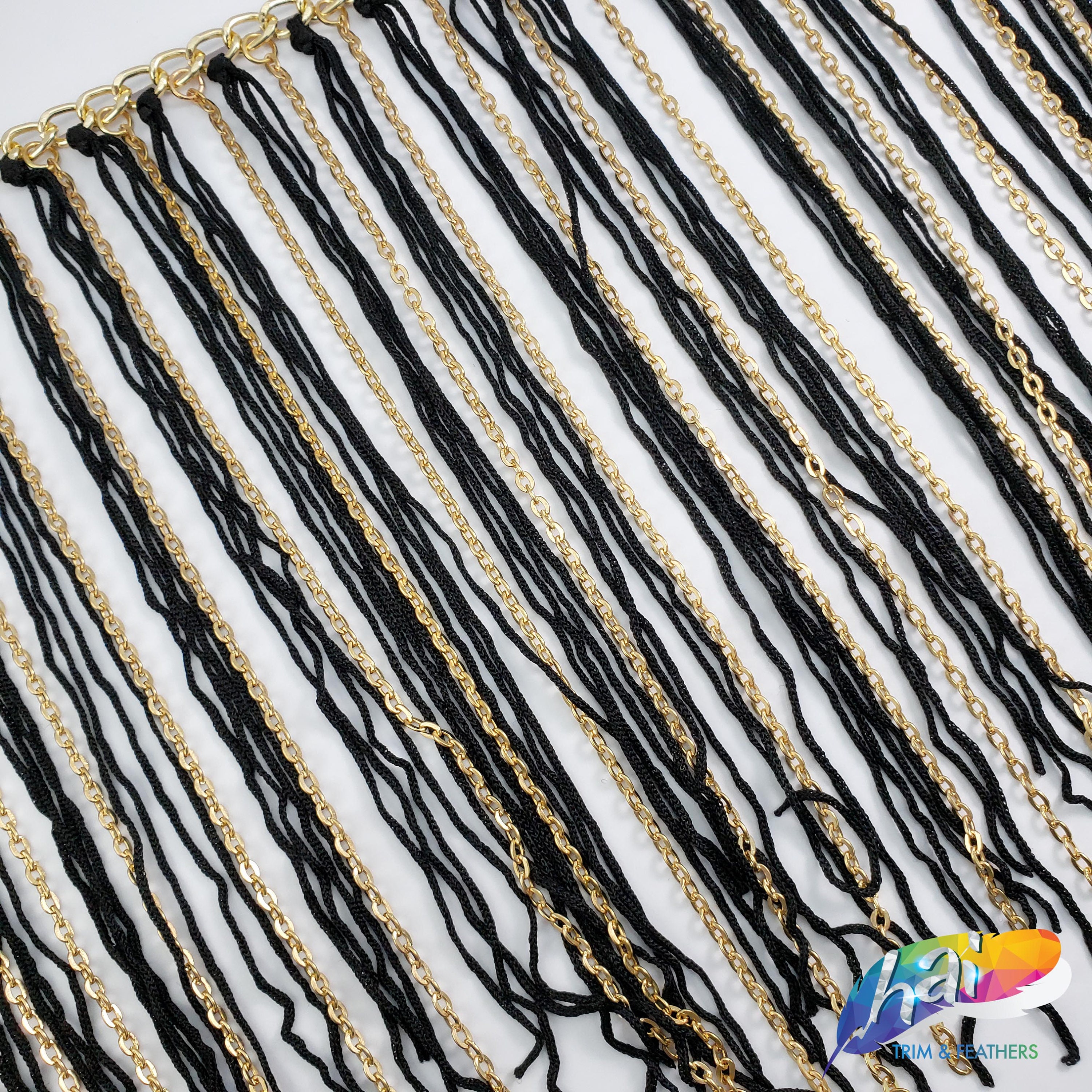 7 1/2 Black and White Chainette Fringe with Chain Link | Etsy