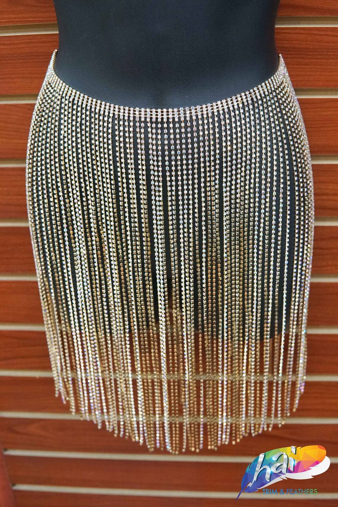 12" and 16" Gold AB Rhinestone Fringe, Crystal Rhinestone Dangling Trim ...