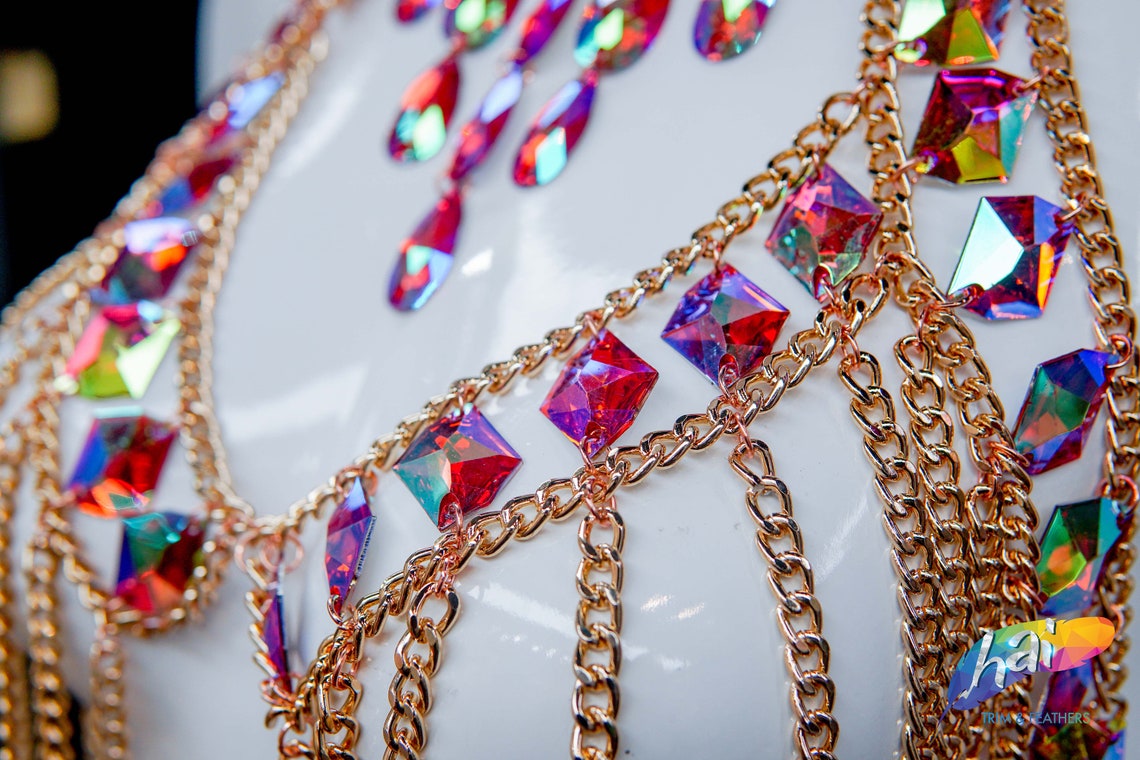 Gold Chain Dress Rhinestone Chain Dress Dancer Jewelry Red | Etsy