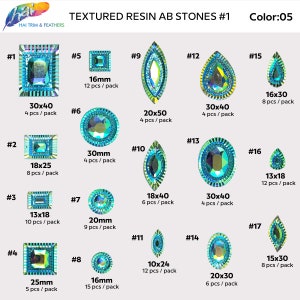 Loose Textured Aqua Blue AB Resin Rhinestones Turquoise Sew on ...