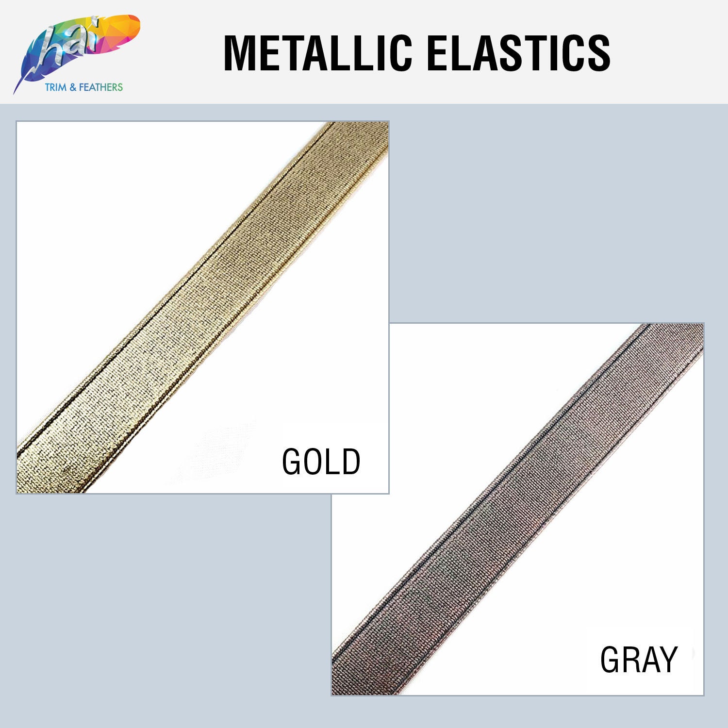 3/4" Colorful Metallic Elastic, Stretch Elastic Trim, Decorative ...