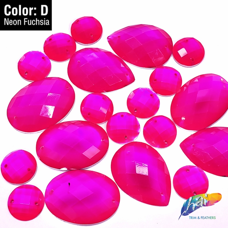 Neon Stones, Fluorescent Color Resin Rhinestones, Pink Sew on Colorful ...