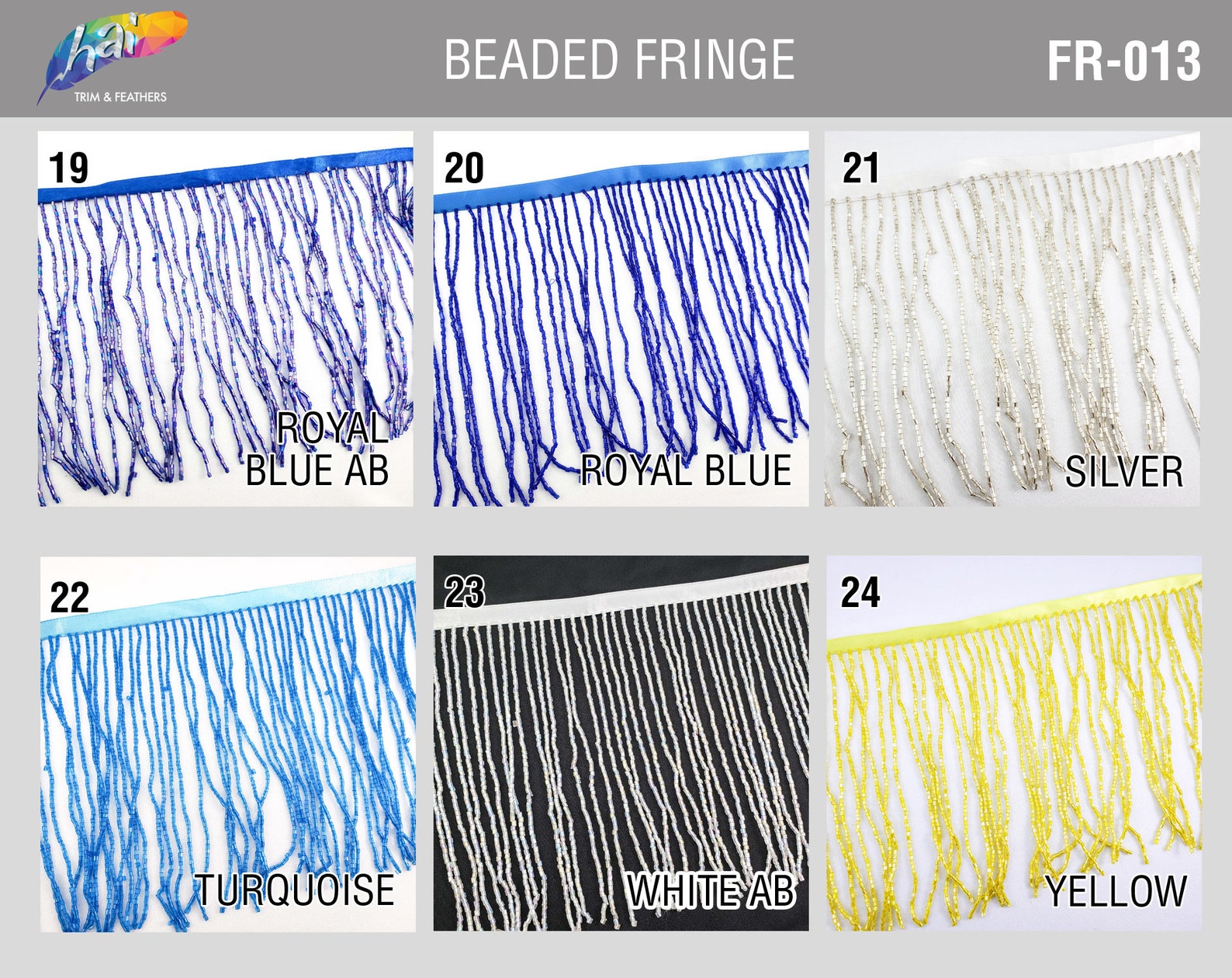 2" Beaded Fringe by the Yard, Colored Bugle Beaded Fringe W/ Ribbon ...
