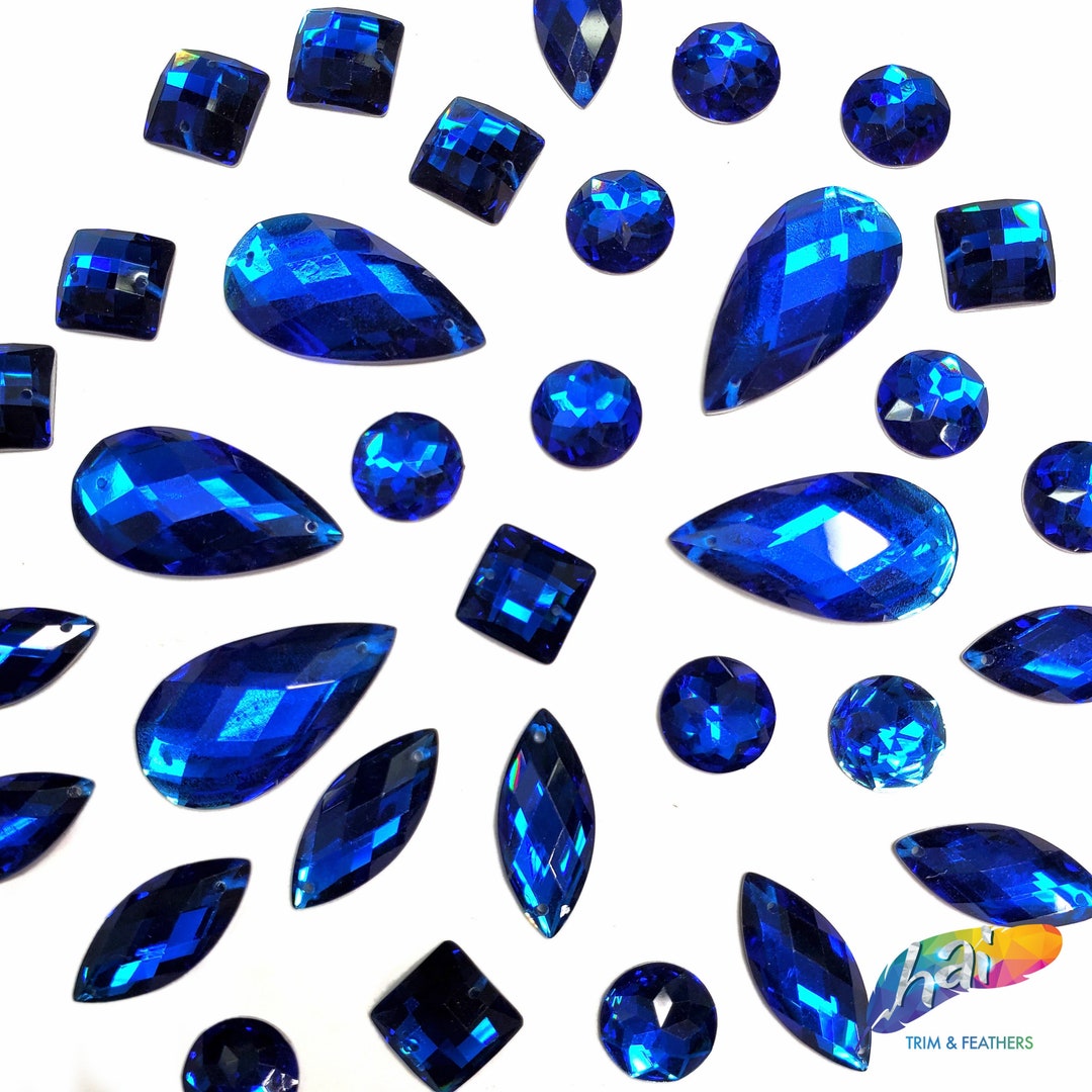 Loose Royal Blue Resin Rhinestones Blue Sew on Stones Different Shapes ...