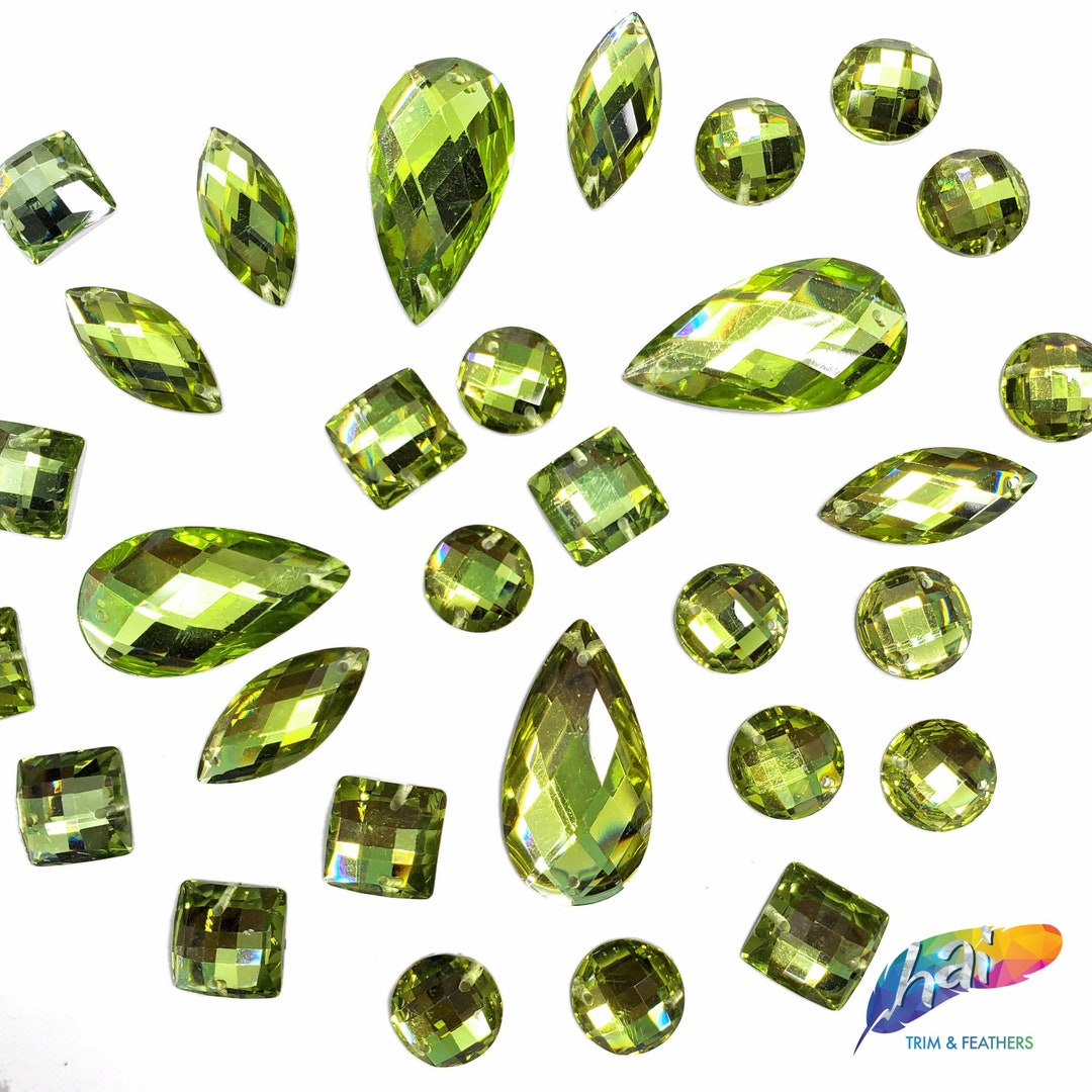 Loose Yellow Green Resin Rhinestones Light Green Sew on Stones ...