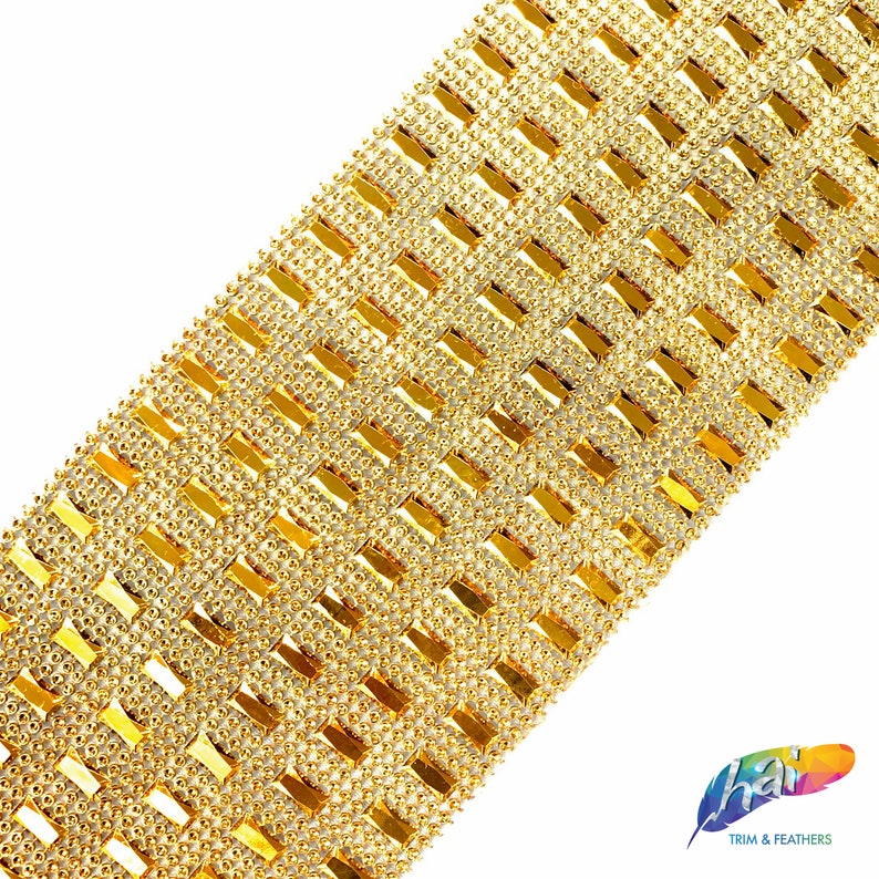 12 Row Studs Gold Plastic Trim Silver Square Acrylic Mesh - Etsy