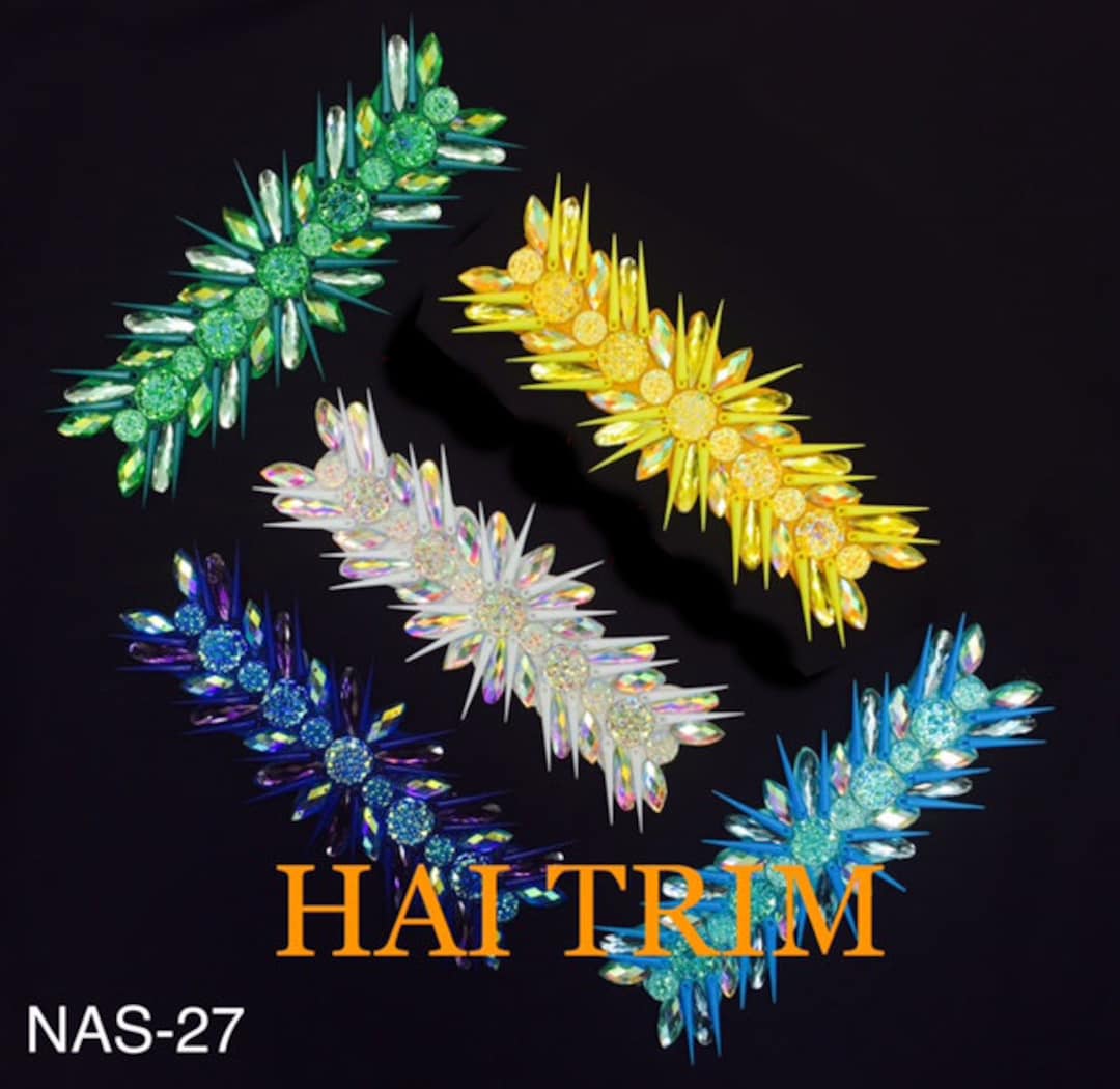 Beaded Stone Spike Applique, Colorful Resin Gems Patch, Dance Broadway ...