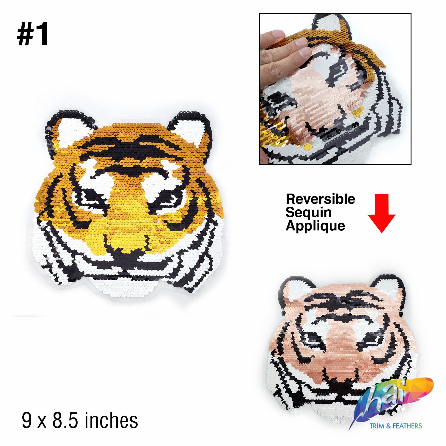 Embroidered Tiger Applique Large Animal Patches Metallic | Etsy