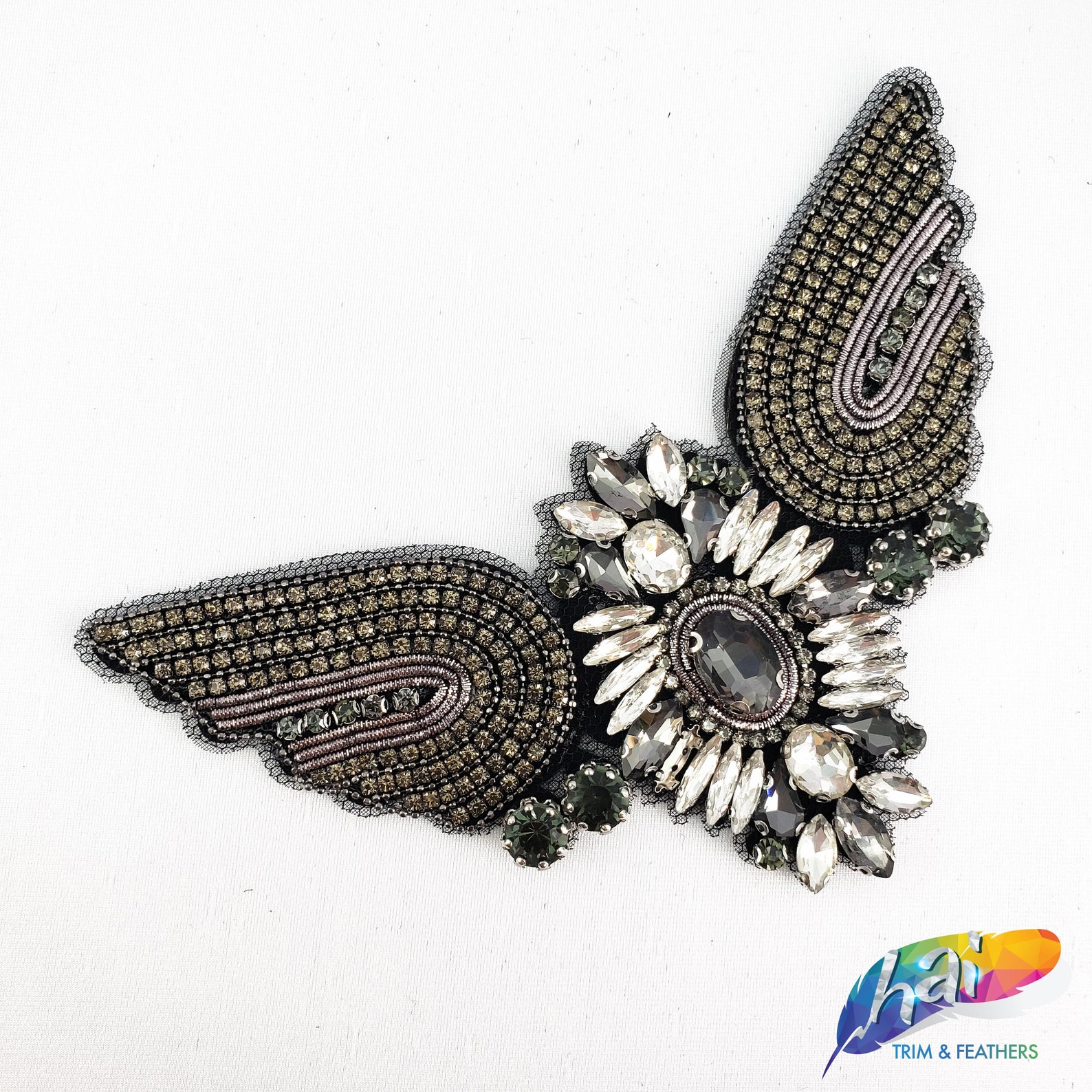 Rhinestone Applique on Felt Backing With Crystal Prong Setting, Fancy ...