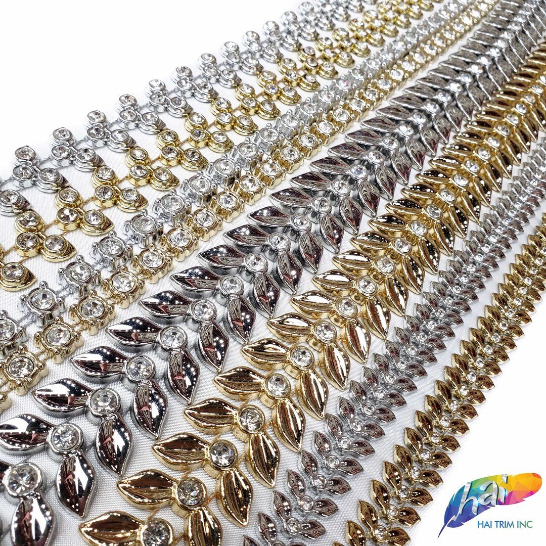 Silver Rhinestone Plastic Stud Trim, Gold Plastic Trim W/ Acrylic ...