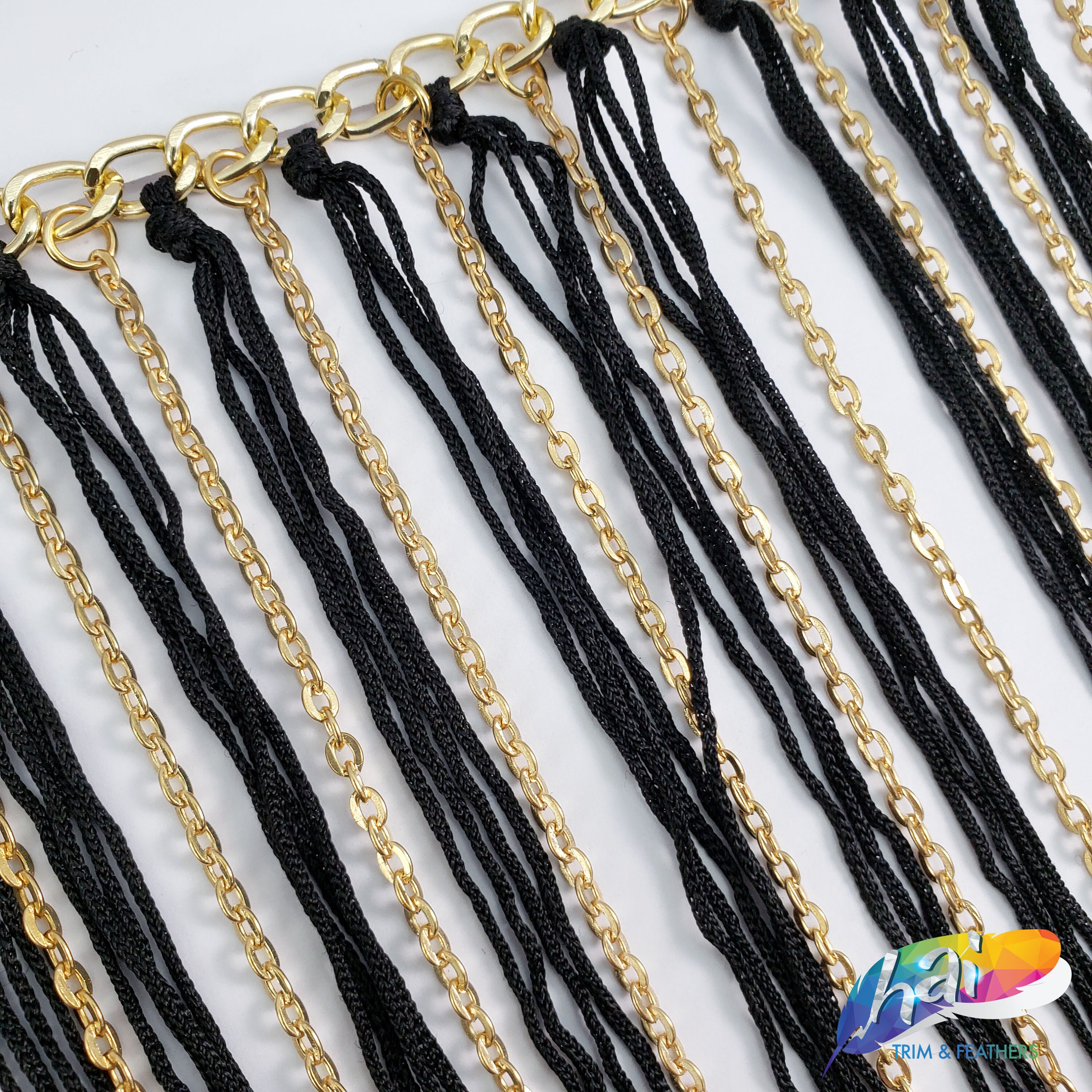 7 1/2 Black and White Chainette Fringe with Chain Link | Etsy
