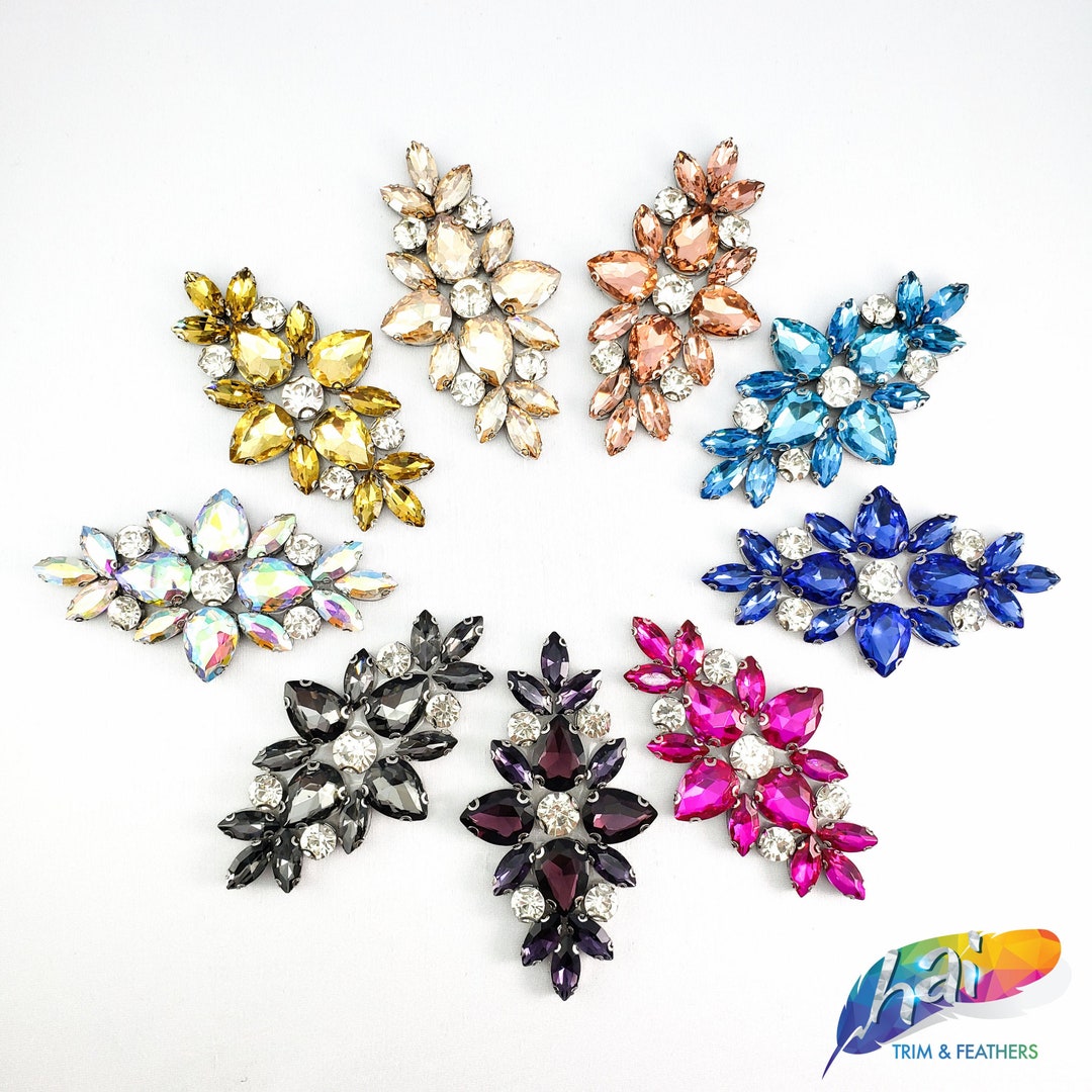 Rhinestone Applique on Gel Backing With Crystal Prong Setting, Fancy ...