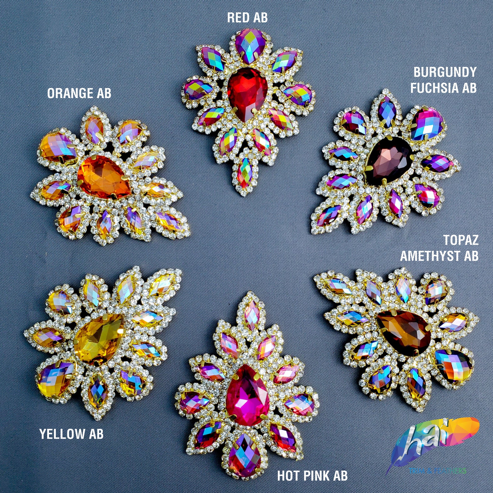 SALE! Colored Rhinestone Applique, Fancy Beaded Flower Patch, Glass ...