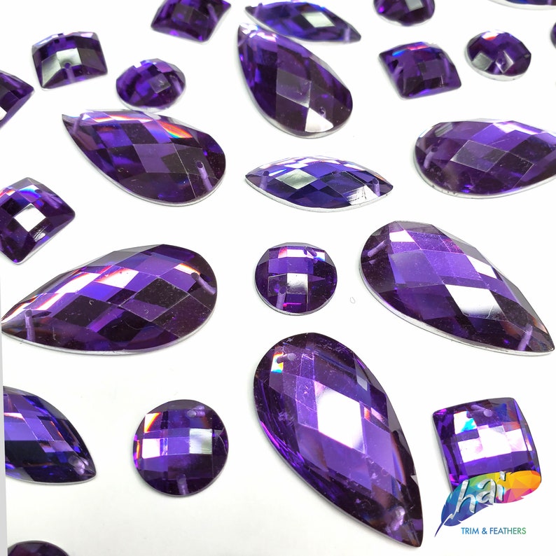 Loose Purple Resin Rhinestones Violet Sew on Stones Different | Etsy