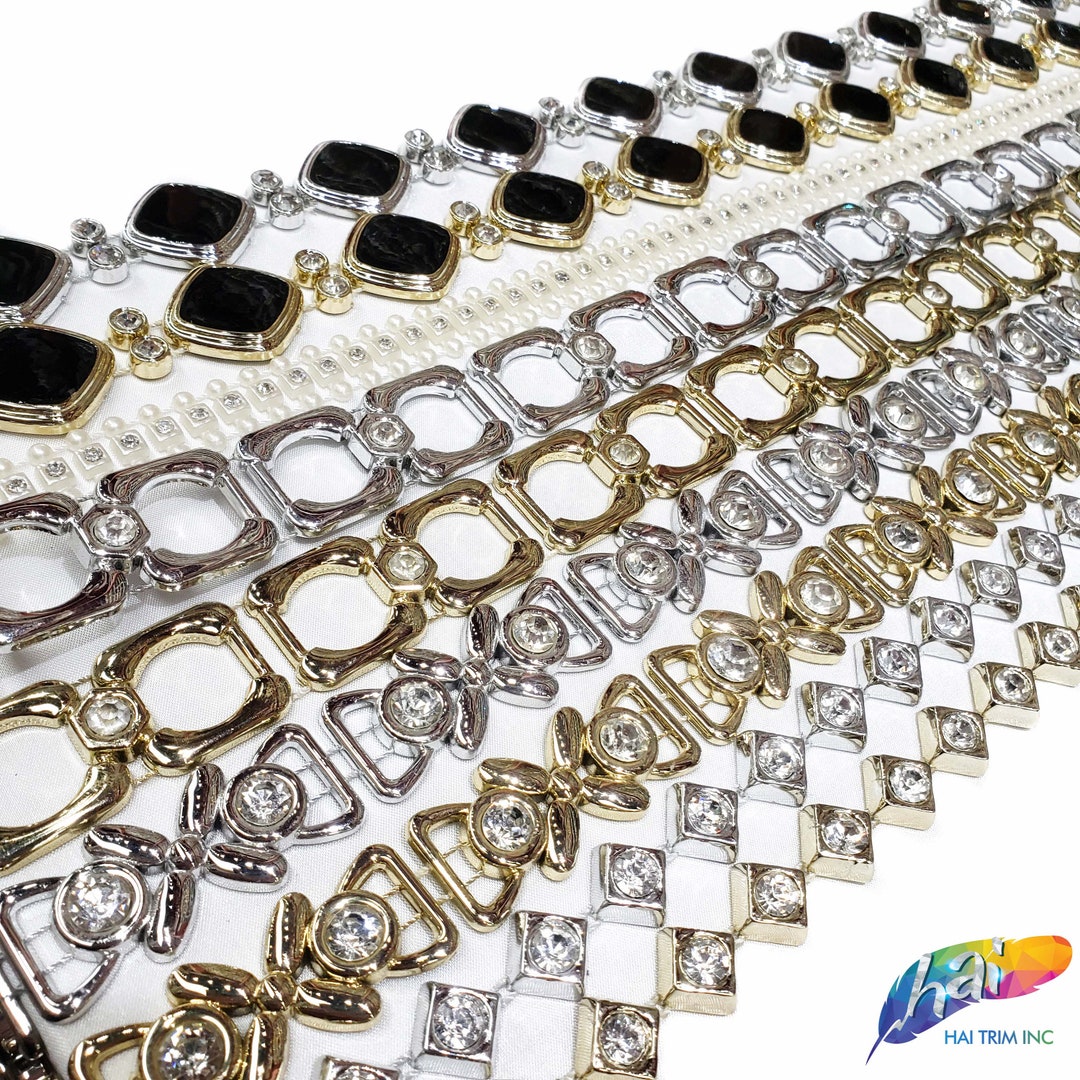 Silver Rhinestone Plastic Stud Trim,gold Plastic Trim W/ Acrylic Stones ...