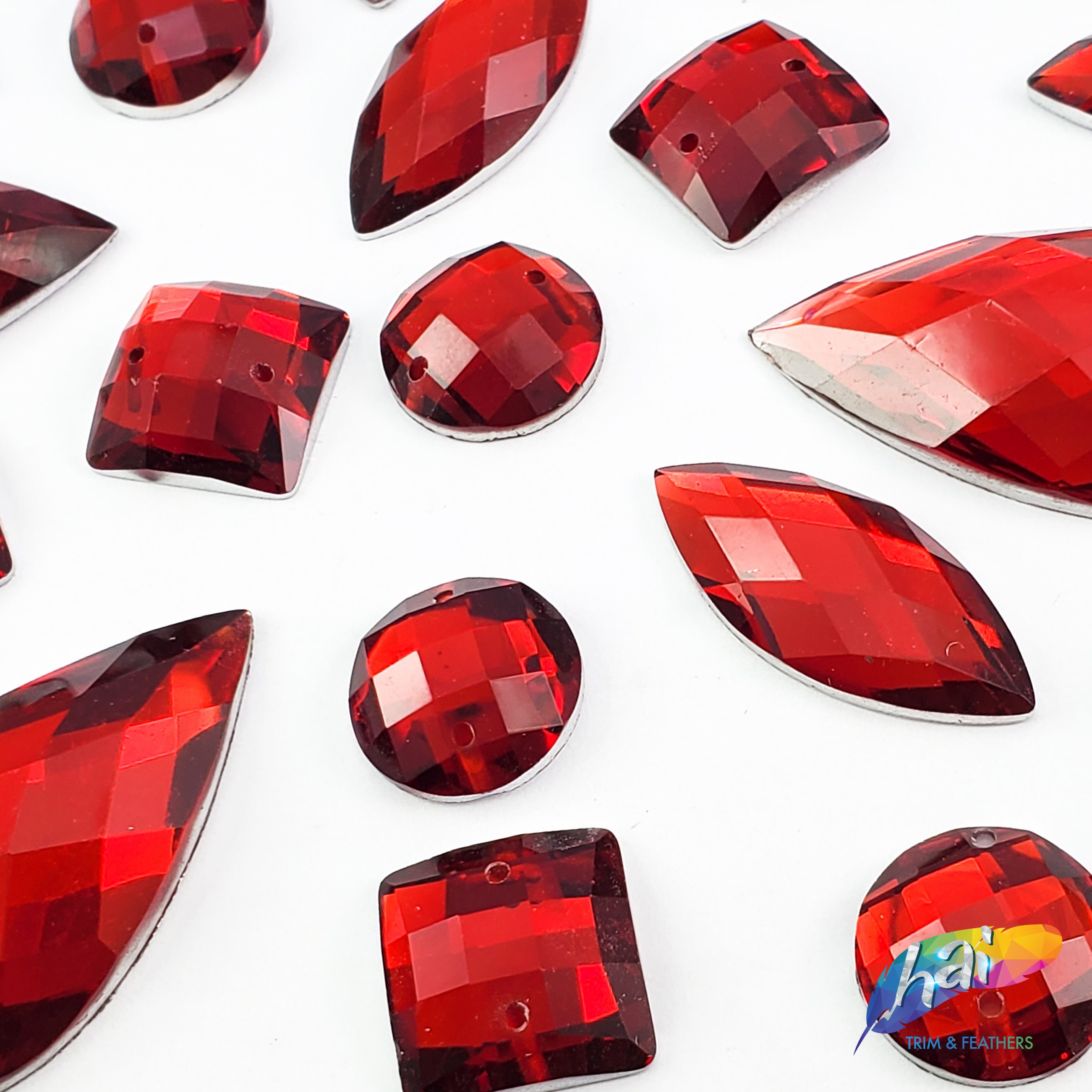 Loose Dark Red Resin Rhinestones Sew on Stones Different Shapes ...
