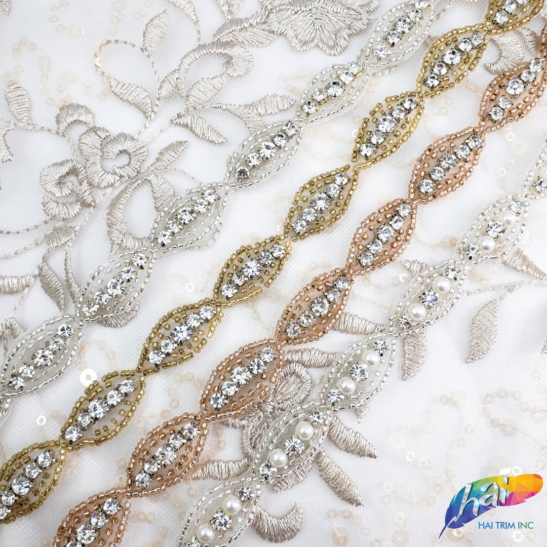 Beaded Crystal Rhinestone Trimming, Wedding Elegant Formal Rhinestone ...