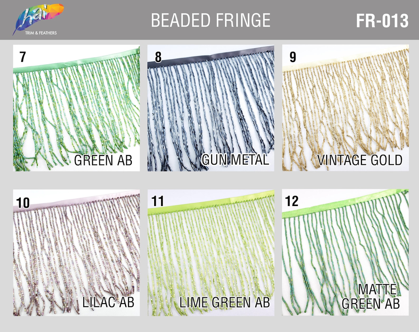 2" Beaded Fringe by the Yard, Colored Bugle Beaded Fringe W/ Ribbon ...