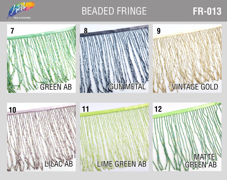 2" Beaded Fringe by the Yard, Colored Bugle Beaded Fringe W/ Ribbon ...
