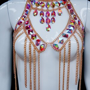 Gold Chain Dress, Rhinestone Chain Dress, Dancer Jewelry, Red Festival ...