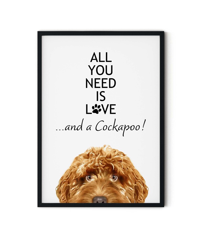 Red Peeking Cockapoo Giclée Art Print all You Need is - Etsy