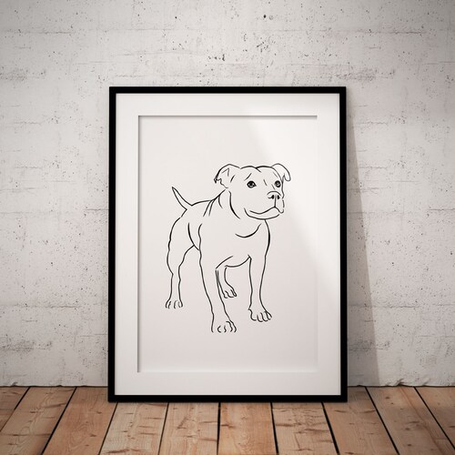 Staffordshire Bull Terrier Print Staffie Line Art Print - Etsy UK