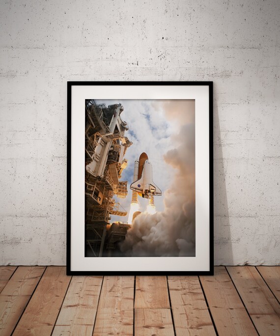 Space Poster Shuttle Lift-off Print Space Shuttle Poster | Etsy