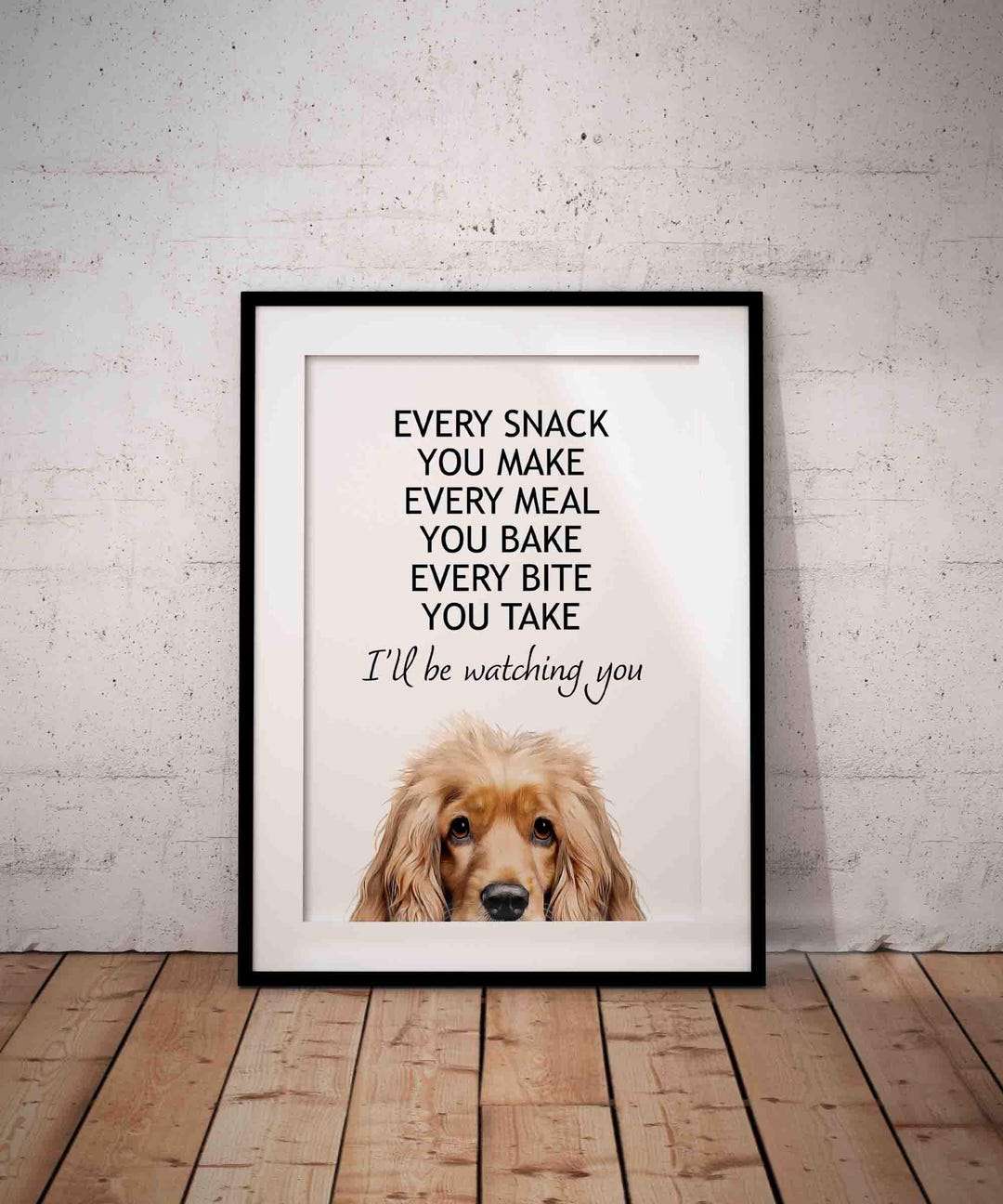 Cute Begging Golden Show Cocker Spaniel Giclée Art Print With White ...