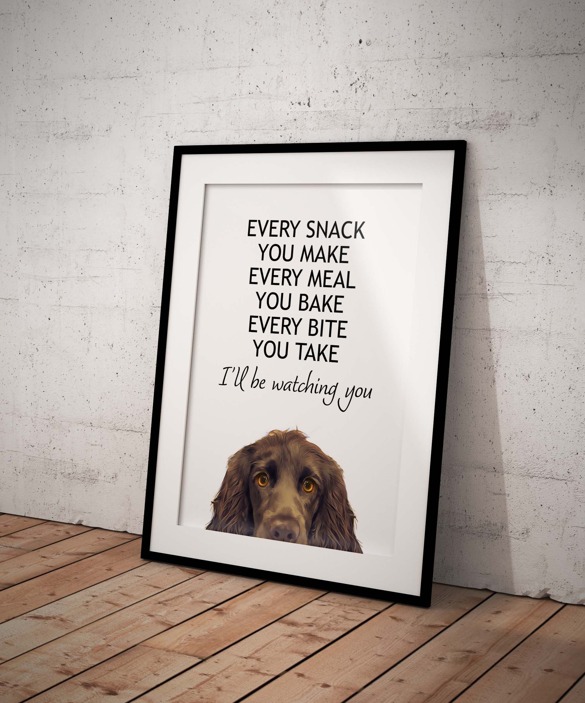 Chocolate Cocker Spaniel Art Print, Funny Dog Quote Giclée (UNFRAMED ...