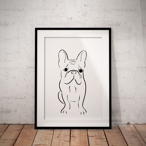 French Bulldog Poster Print Abstract Line Art Print Frenchie | Etsy