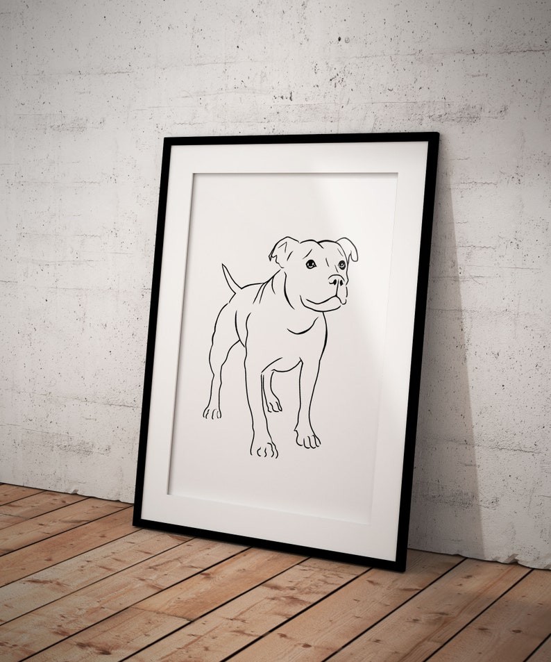 Staffordshire Bull Terrier Print Staffie Line Art Print - Etsy UK